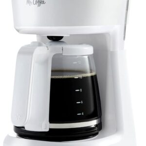 Mr. Coffee 12-Cup Coffee Maker Grab-a-Cup Auto Pause Easy Cleanup White