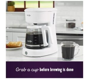 Mr. Coffee 12-Cup Coffee Maker Grab-a-Cup Auto Pause Easy Cleanup White