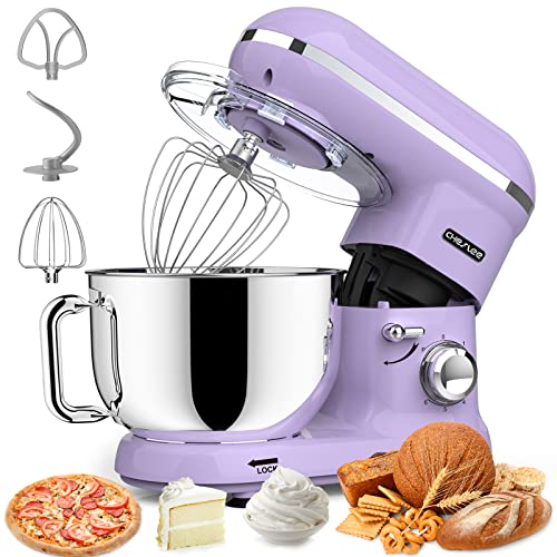 CHeflee Stand Mixer, 6 Quart, 600W 6+P Speed Household Electric Food Mixer with 6 Accessories for Dough, Cream, Cake, Kitchen Electric Mixer, Lavender