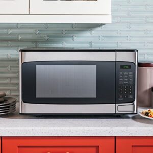 GE Countertop Microwave Oven | 1.1 Cubic Feet Capacity, 950 Watts | Kitchen Essentials for the Countertop or Dorm Room | Stainless Steel