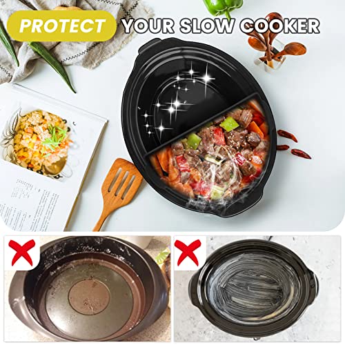 Silicone Crockpot Liner Fit for Crockpot 6 Quart, 3 In 1 Silicone Crock Pot Liner BPA Free Reusable Leakproof Dishwasher Safe, Silicone Slow Cooker Liner Kitchen Cooking Accessories(Black)