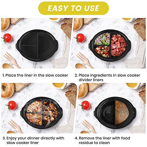 Silicone Crockpot Liner Fit for Crockpot 6 Quart, 3 In 1 Silicone Crock Pot Liner BPA Free Reusable Leakproof Dishwasher Safe, Silicone Slow Cooker Liner Kitchen Cooking Accessories(Black)