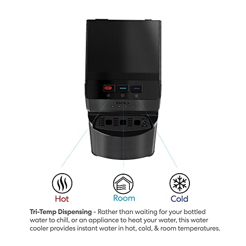 Brio Point of Use 4 Stage UF Hot, Cold & Room Water Cooler - Tri - Temp - UV Self Clean, Gunmetal Gray