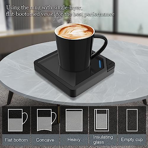 USB Coffee Mug Warmer:Electric Coffee Cup Warmer for Desk with Auto Shut Off-Coffee Accessories for Home Office Desk Black