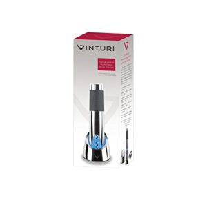 Vinturi Electric Rechargeable Wine Opener with Base and Foil Cutter, Silver