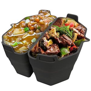 jhxtz slow cooker divider liner fit for 5 or 6 qt crockpot, silicone crock pot cooking liners insert for 5 or 6 quart pot | reusable & leakproof | bpa free | dishwasher safe (2pc big, black)