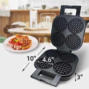 Aoruru Waffle Maker Nonstick Belgian Waffle Iron with Indicator Light 1300W 4 Slice