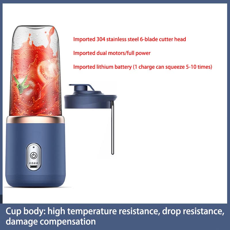 Portable Blender,USB Rechargeable with Six Blades, for Sports Travel and Outdoors,Stainless Steel Ice Sabre-Blades.