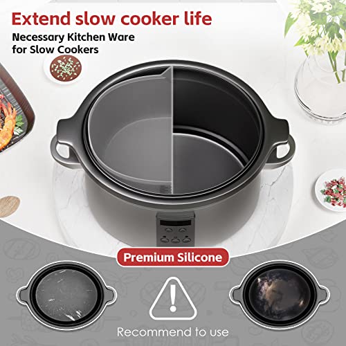 TroHollis™, Silicone Crock Pot Liners Reusable Insert, Fit 6QT Oval & Round Slow Cooker Divider Liner, Premium Food-Safe Silicone,Black