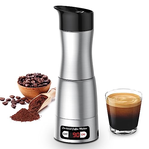 KreeySant Portable Coffee Maker 12V/24V/110V Compact Espresso Machine for Driving Office Home, 3-in-1 Multi-Function Coffee Maker with LCD Screen Display Fast Heating