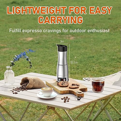 KreeySant Portable Coffee Maker 12V/24V/110V Compact Espresso Machine for Driving Office Home, 3-in-1 Multi-Function Coffee Maker with LCD Screen Display Fast Heating