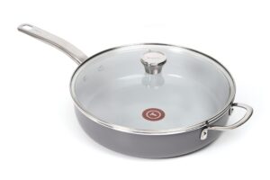 t-fal fresh gourmet recycled aluminum ceramic nonstick jumbo cooker 5 quart cookware, pots and pans, dishwasher safe