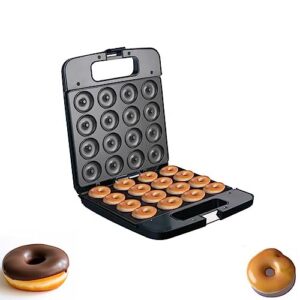 mini donut maker, 1400w donut maker machine, can make 16 donuts, heated on both sides, non-stick pan, suitable for family gatherings, dessert making for couples, dessert shop (black)