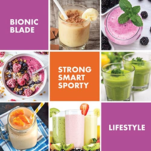 Bionic Blade Personal Blender 490mL, Cordless, Rechargeable 18,000 RPM Portable Blender for Shakes and Smoothies Mini Blender Portable 8.6" Tall, Seen On TV (Peach)