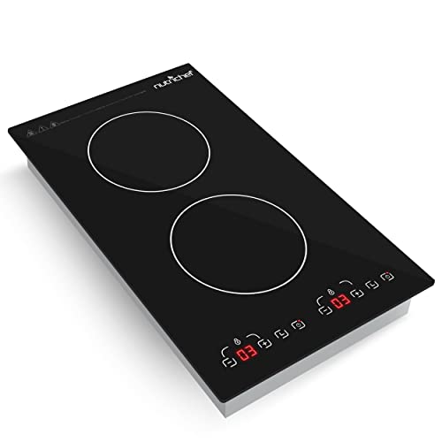 Induction Cooktop - 120V 2 Glass Induction Burner Zones with Adjustable Temperature Settings - 1800W Electric Induction Cooker with Digital Touch Sensor - Induction Hot plate - 20.47 by 11.42 inches