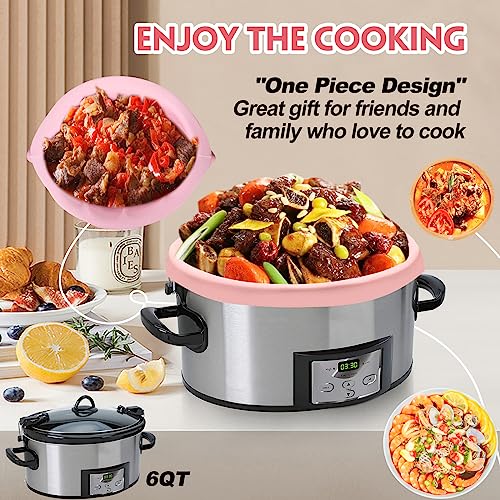 Silicone Slow Cooker Liners 6 Quart, KITCHSTAR Reusable Crock Pot Divider Insert, Easy Cleanup and Dishwasher Safe Crock Pot Liners, BPA Free Leakproof Cooking Liner for 6 Quart