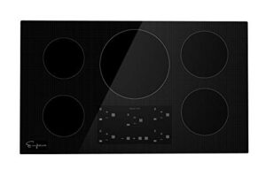 empava 36” electric stove induction cooktop with 5 power boost burners smooth surface vitro ceramic glass in black, 36 inch