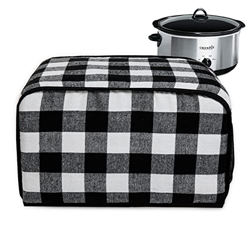 BAGSPRITE Slow Cooker Cover for Crock Pot and Hamilton Beach 6 7 8 Quart Slow Cooker, Oval Crockpot Cover Dust Cover, Appliance Covers Buffalo Check Black