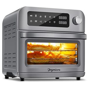 joymicre air fryer toaster oven, 1700w high power airfryer dehydrator combo with touchscreen convection countertop oven, dishwasher safe accessories, xl 12qt, 8 cooking presets, bake, broil, defrost, reheat, roast all-in-one, grey