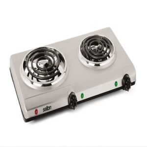 salton thp-528 electric double-coil cooking range, stainless steel