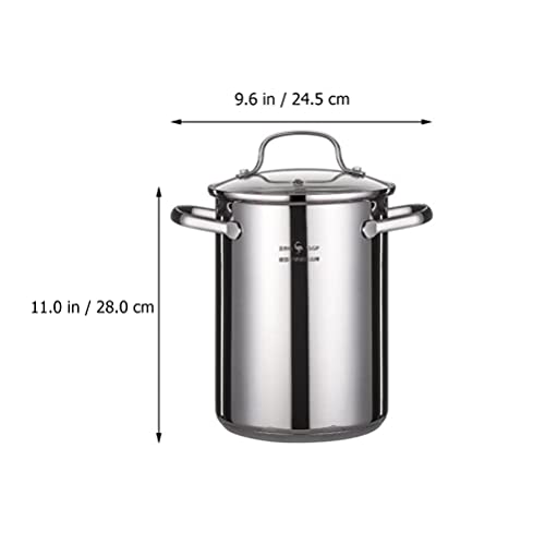 Hemoton Stainless Steel Frying Pot with Lid and Basket Deep Frying Pan Japanese Tempura Fryer with Mesh Steamer Basket for French Fries Chicken Kitchen Use