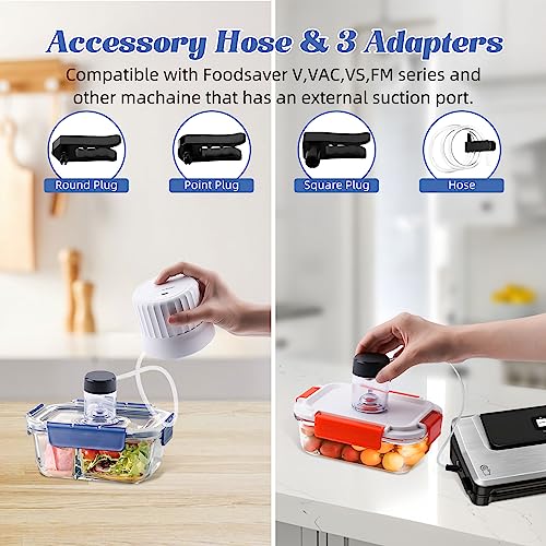 Electric Mason Jar Vacuum Sealer for Wide & Regular-Mouth Jar and Accessory Hose Compatible with FoodSaver Vacuum Sealer and Vacuum Container, Wine Vacuum Stoppers, Vacuum Sealer Kit for Wine Food Storage and Fermentation