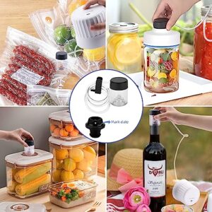 Electric Mason Jar Vacuum Sealer for Wide & Regular-Mouth Jar and Accessory Hose Compatible with FoodSaver Vacuum Sealer and Vacuum Container, Wine Vacuum Stoppers, Vacuum Sealer Kit for Wine Food Storage and Fermentation