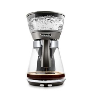 de'longhi 3-in-1 specialty coffee brewer, icedcoffee maker (bold cold brew), gourmet pour over, premium drip, sca goldencup certified, glass carafe, 8-cup, icm17270