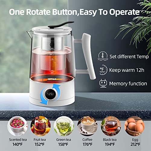 Electric Tea Kettle, Electric Kettle With LED Indicator,Smart Temperature Control Hot Water Kettle With Removable Infuser, BPA-Free Tea Maker Auto Shut-Off & Boil Dry Protection,Keep Warm 12H