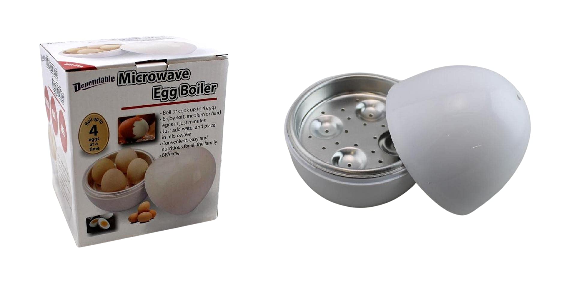 Microwave Egg Boiler Cooker Hard or Soft Boiled Eggs BPA Free Cook Up To 4 Eggs In Minutes Food-Grade