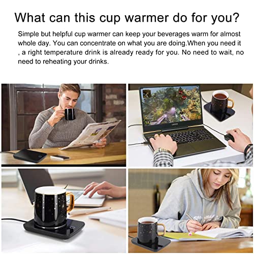 Misby Coffee Warmer for Desk with Auto Shut Off Coffee Mug Warmer,Beverage Cup Warmer for Desk Home Office Use, Coffee Gifts （Black）