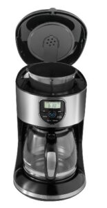 black+decker coffeemaker 12-cup programmable coffee maker, silver, cm4000s, black/stainless steel