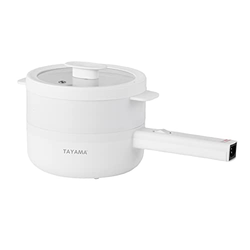 TAYAMA Multi-Function Electric Cooking Pot & Food Steamer 1.5L, White, Medium