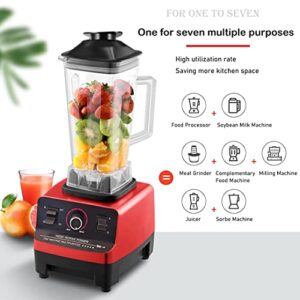 TKRADISH 2 In 1 Professional Blender for Kitchen, 4500 Watt Powerful Personal Smoothie Blenders Machine, Food Mixer and Grinding for Smoothies Puree Ice Crush with 2 Container(24+68) Red and Black