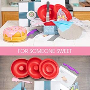 OMG Giant Donut Baking Kit - Nonstick Silicone Giant Doughnut Cake Pan Baking and Decorating Supplies Bundle. Stay Home and Bake Gift Set