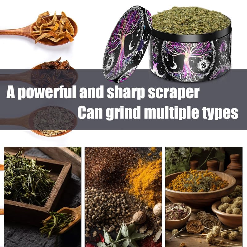 Grinder Spice Grinder Grinder,3.0 Inch Bohemian Tree Of Life，Zinc Alloy Grinder，Easy To Carry Easy To Clean，Perfect Gift