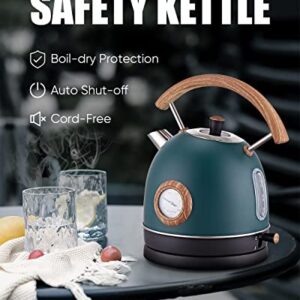 Talafa Electric Tea Kettle with Temperature, 1.7L/1500W Electric Water Kettle with Food Grade Stainless Steel, Hot Water Boiler Teapot for Boiling Water Auto Shut-off and Boil-Dry Protection, Green