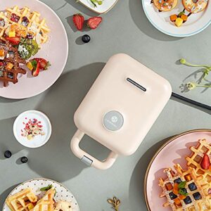 Liven Mini Waffle Maker, 3-in-1 Waffle Maker with Removable Non-Stick Plates, Compact Design, Easy to Clean, Perfect for individuals, On the Go Breakfast, Lunch, Snack, Pink