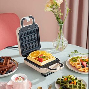 Liven Mini Waffle Maker, 3-in-1 Waffle Maker with Removable Non-Stick Plates, Compact Design, Easy to Clean, Perfect for individuals, On the Go Breakfast, Lunch, Snack, Pink