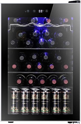 36 Bottle Wine Cooler/Cabinet Beveragerefrigerator Small Mini Red & White Wine Cellar Beer Soda Counter Top Bar Fridge Quiet Operation Compressor Adjust Temperature Freestanding Black