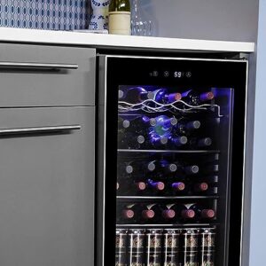 36 Bottle Wine Cooler/Cabinet Beveragerefrigerator Small Mini Red & White Wine Cellar Beer Soda Counter Top Bar Fridge Quiet Operation Compressor Adjust Temperature Freestanding Black