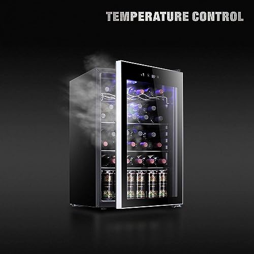 36 Bottle Wine Cooler/Cabinet Beveragerefrigerator Small Mini Red & White Wine Cellar Beer Soda Counter Top Bar Fridge Quiet Operation Compressor Adjust Temperature Freestanding Black