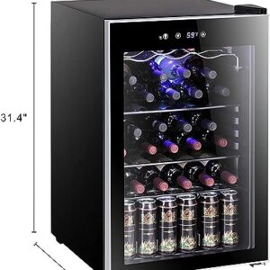 36 Bottle Wine Cooler/Cabinet Beveragerefrigerator Small Mini Red & White Wine Cellar Beer Soda Counter Top Bar Fridge Quiet Operation Compressor Adjust Temperature Freestanding Black