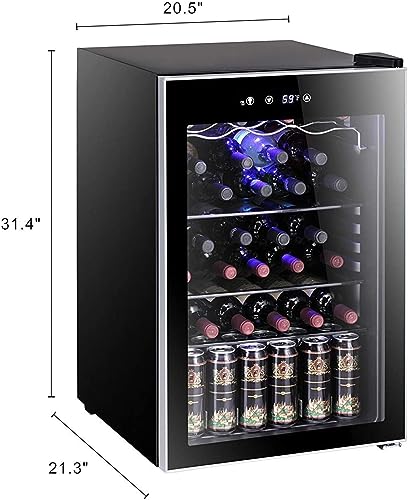 36 Bottle Wine Cooler/Cabinet Beveragerefrigerator Small Mini Red & White Wine Cellar Beer Soda Counter Top Bar Fridge Quiet Operation Compressor Adjust Temperature Freestanding Black