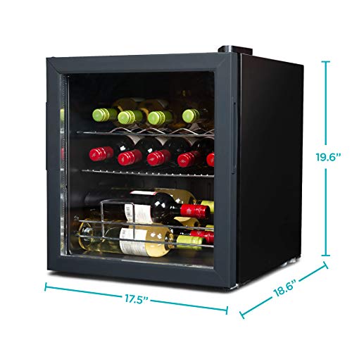 BLACK+DECKER Wine Fridge 14 Bottles, Wine Cooler Refrigerator with Compressor Cooling, Freestanding Wine Refrigerator with Chrome Shelving, BD61516