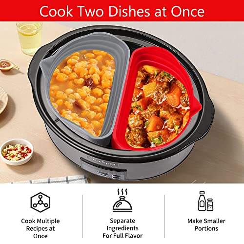 Silicone Slow Cooker Liners Divider Insert for Crockpot Resuable & Leakproof Food Grage Silicone Cooking Liner for 6-8QT Slow Cookers Kitchen Gadgats Kitchen Accessories Dishwasher Safe