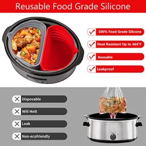 Silicone Slow Cooker Liners Divider Insert for Crockpot Resuable & Leakproof Food Grage Silicone Cooking Liner for 6-8QT Slow Cookers Kitchen Gadgats Kitchen Accessories Dishwasher Safe