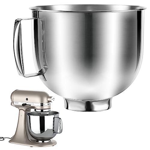 5 Quart for KitchenAid Mixer Bowl Stainless Steel With Handle Compatible With 4.5 and 5 Quart Tilt-Head Stand Mixers Bowl