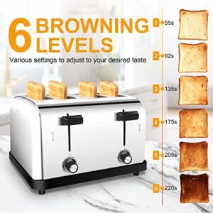 Wutfly Standard-Duty 4-Slice Commercial Toaster - 1 1/2" Slots, 120V