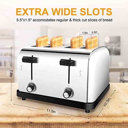 Wutfly Standard-Duty 4-Slice Commercial Toaster - 1 1/2" Slots, 120V